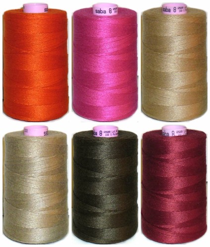 AMANN SABA THREAD 8s, 800M 100% POLYESTER SEWING thread, CHOOSE COLOUR ...