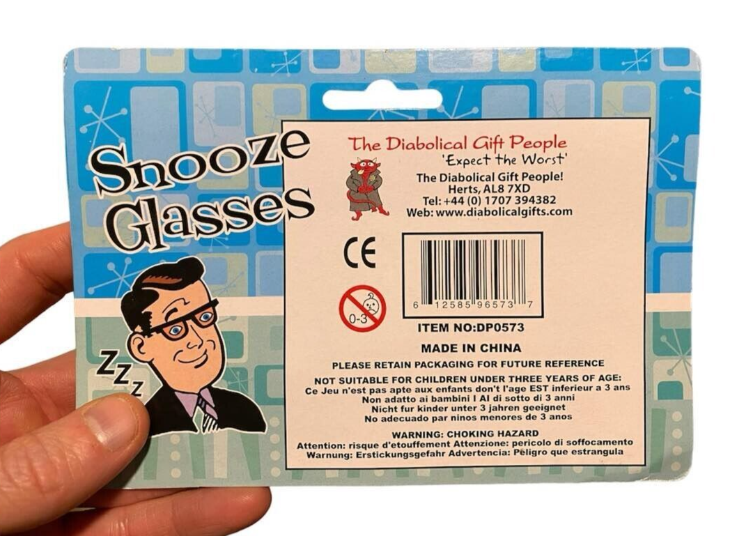 Snooze Glasses - Gag Gift, Funny Eyewear - Hologram Costume Eyes Open ...