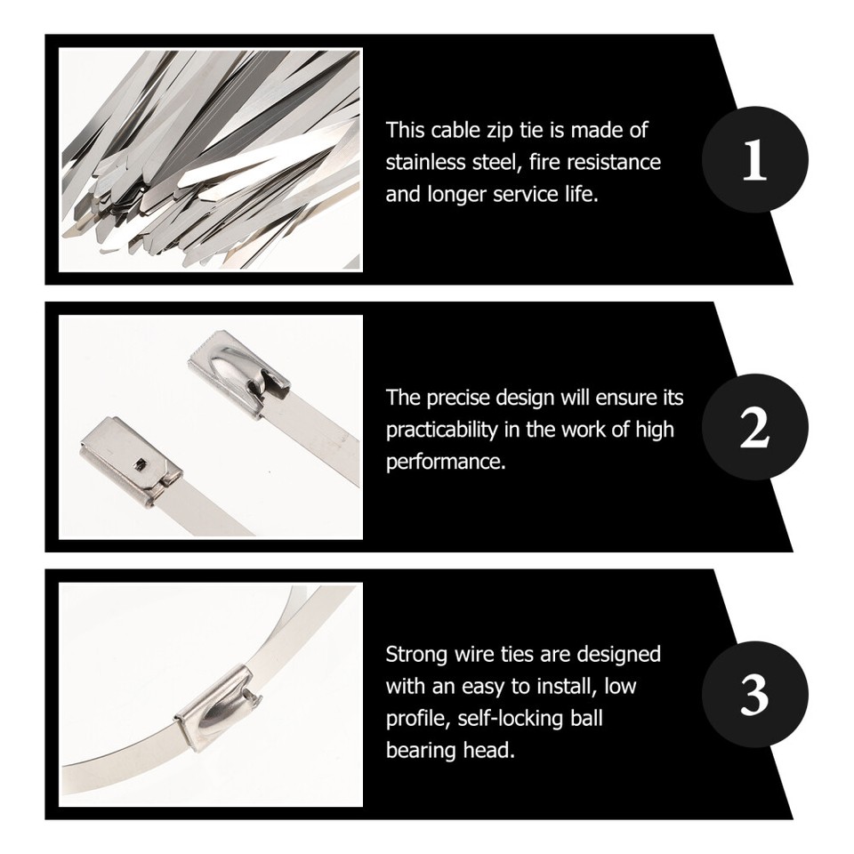 100 Pcs Stainless Steel Cable Tie Cord Wraps for Electrical Cords ...