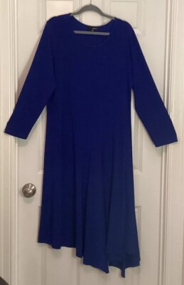 Sun Kim Plus Size 1X blue A-line Dress, USA-made, 3/4 sleeves, Art To ...