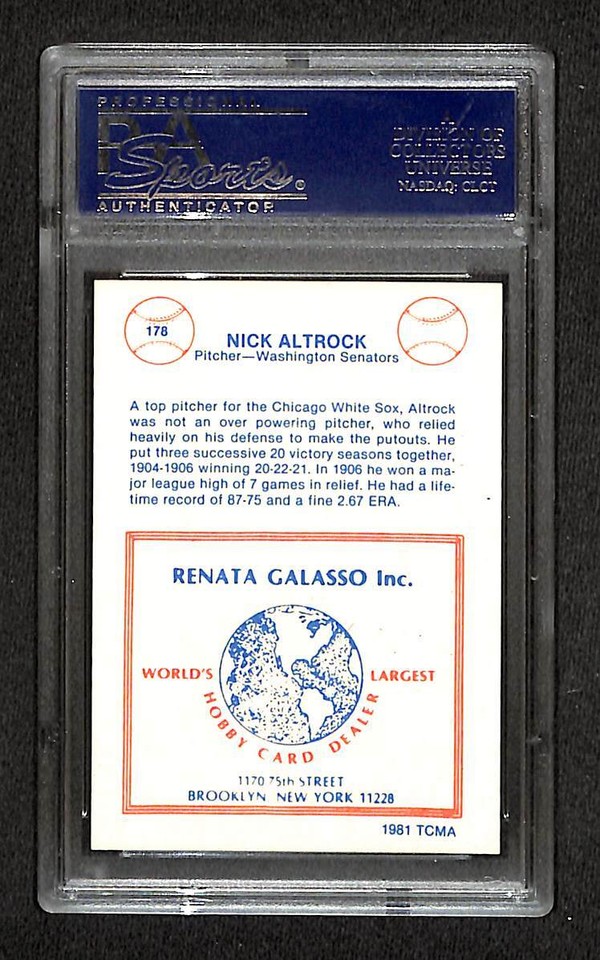 1981 TCMA #178 Nick Altrock Renata Galasso PSA 9 Mint | eBay