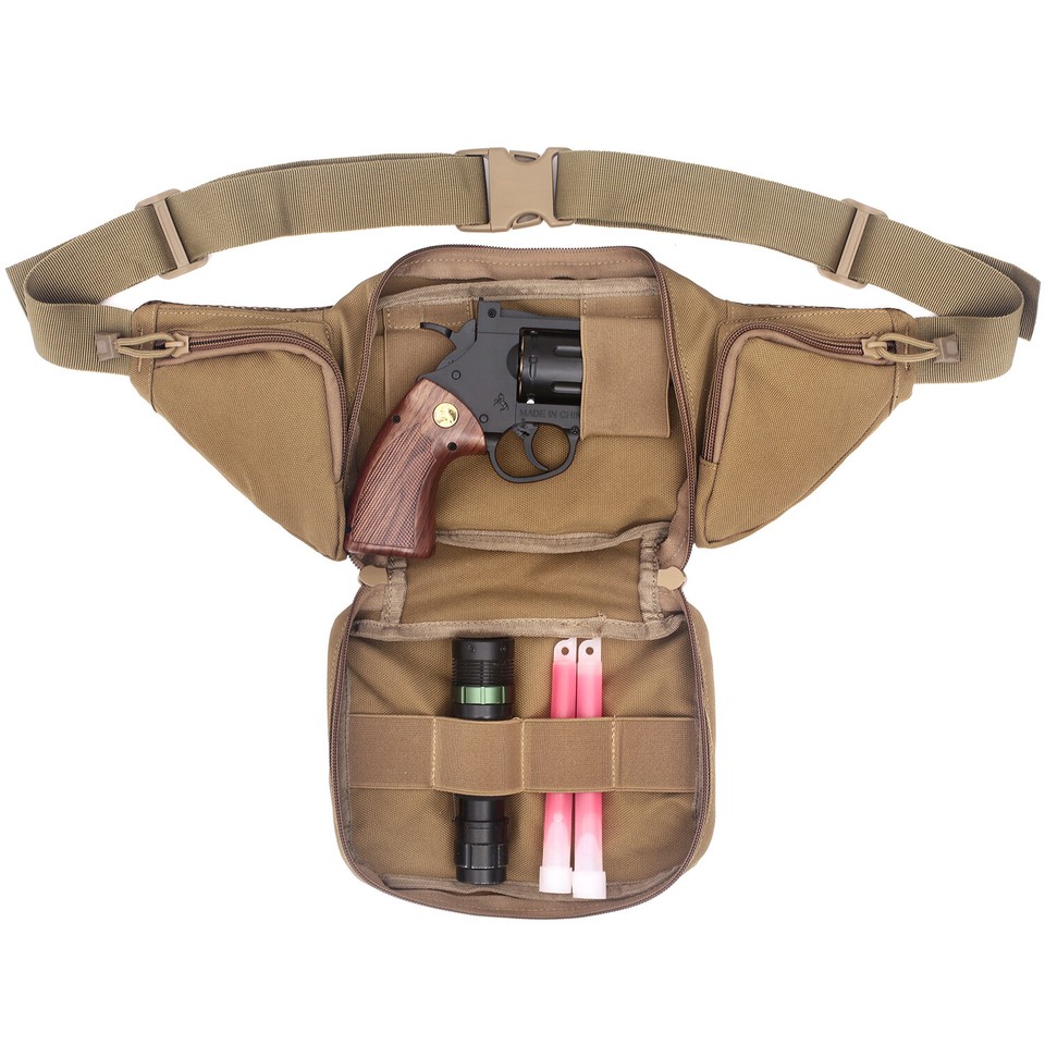 Tactical Molle Fanny Pack Gun Holster Concealed Carry Pistol Military ...