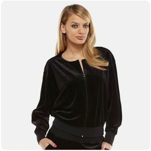 Juicy Couture Velour Track Jacket Black Sparkle Large | eBay