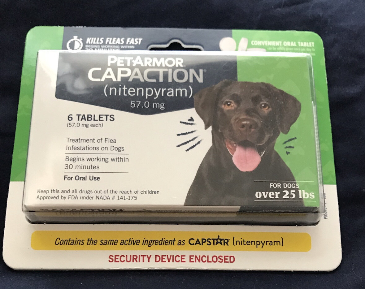 PetArmor Capaction Oral Flea Treatment for Dogs Over 25 lbs 6 tabs Exp ...