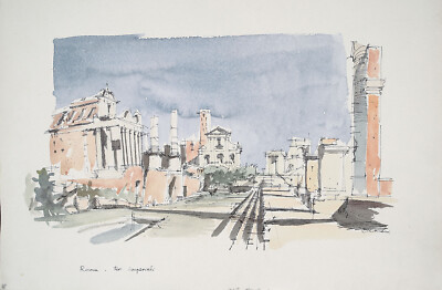 PIERO CICIONESI Rare Vintage c1957 Hand-colored Litho ROMA - FORI ...