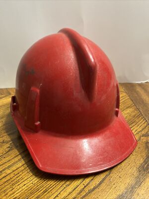 Vintage MSA Topguard Red Fire Fighter Hard Hat Helmet Safety Mines | eBay
