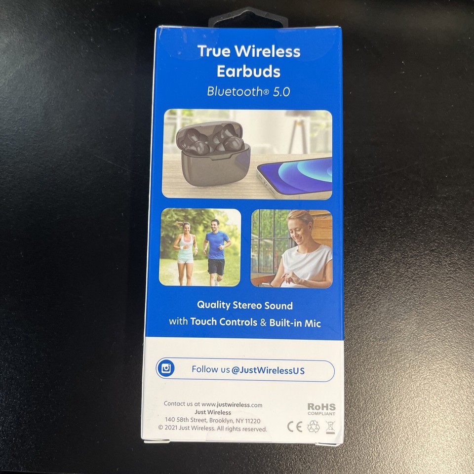 JUST WIRELESS TRUE Wireless Earbuds w/ Bluetooth 5.0, Touch Controls ...