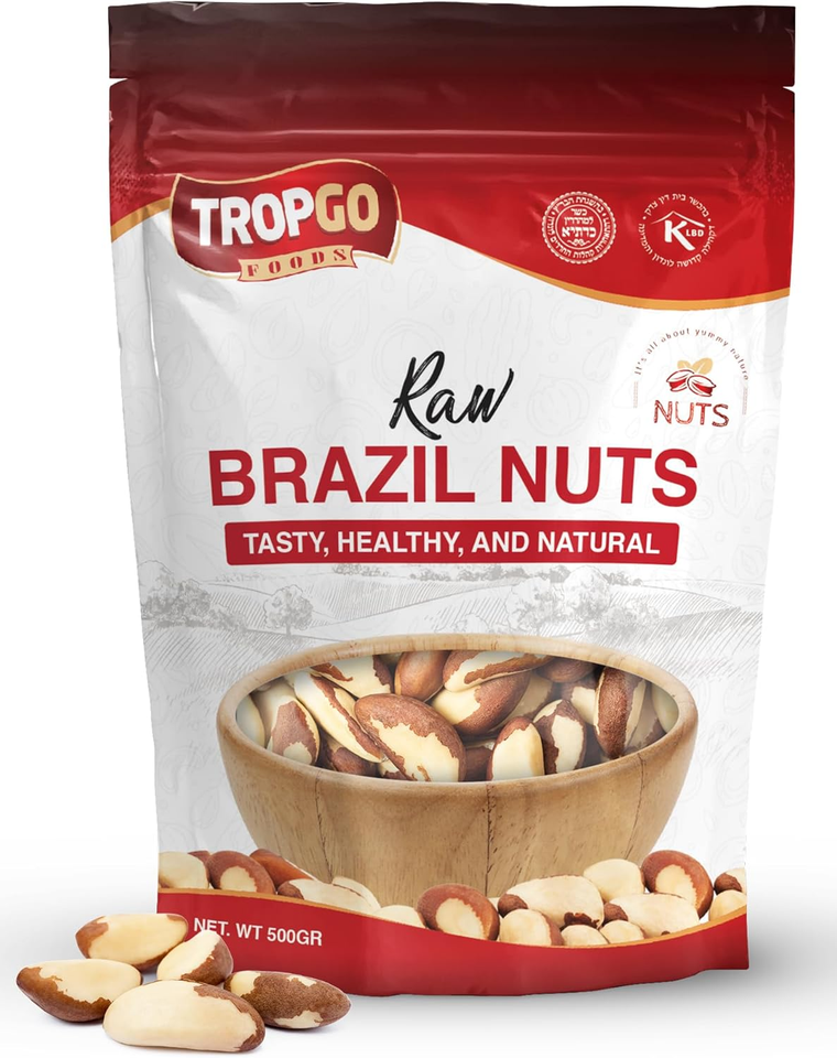 Raw Brazil Nuts 500g - Natural, High Fiber & Protein, Kosher Snack ...