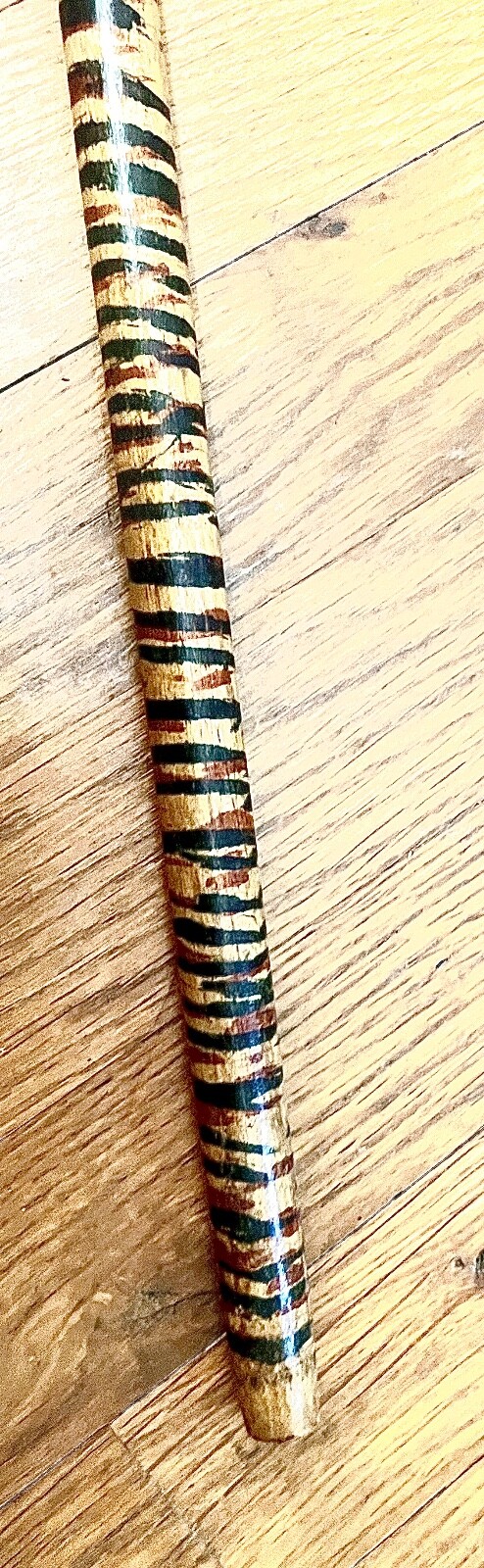 Antique Cane Walking Stick Painted Tiger Pattern Desi… - Gem