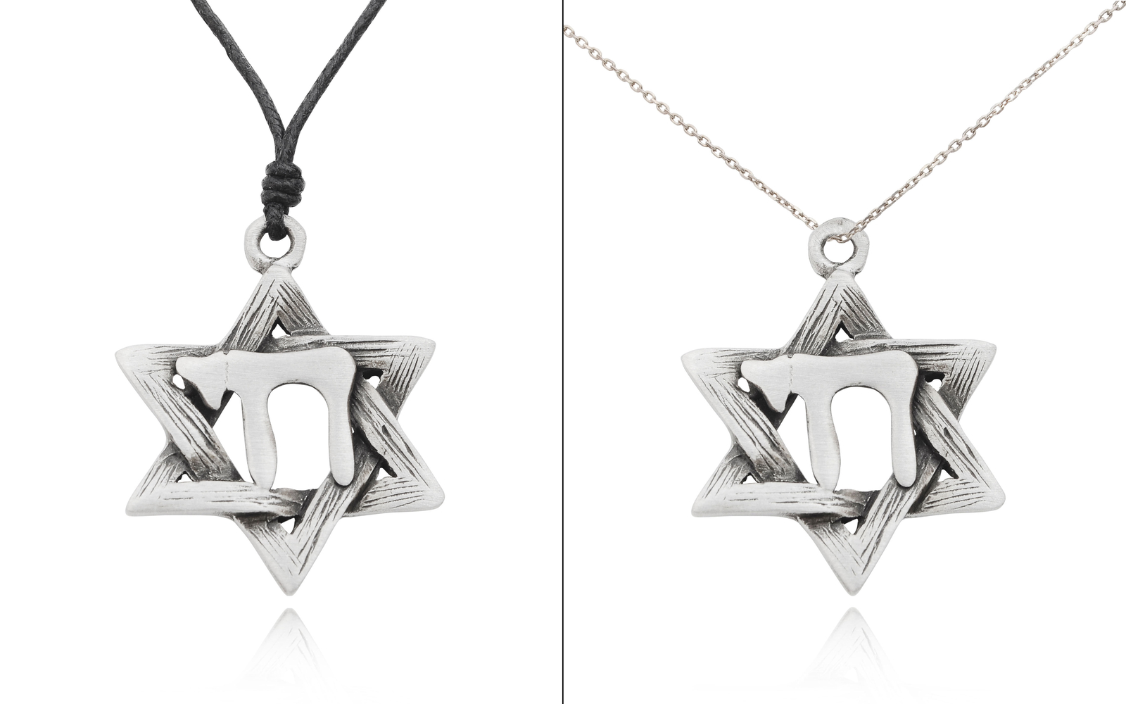 Hebrew Chi Jewish Star of David Silver Pewter Charm Necklace Pendant ...