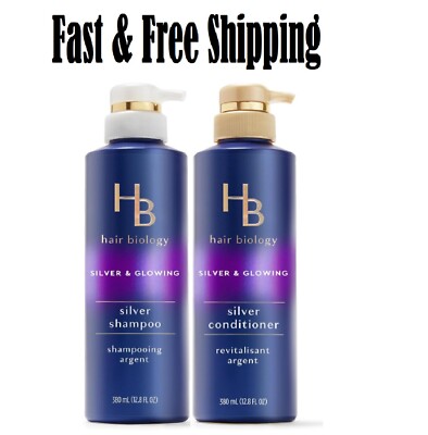 Hair Biology Purple Shampoo and Conditioner Set for Grey Hair with ...