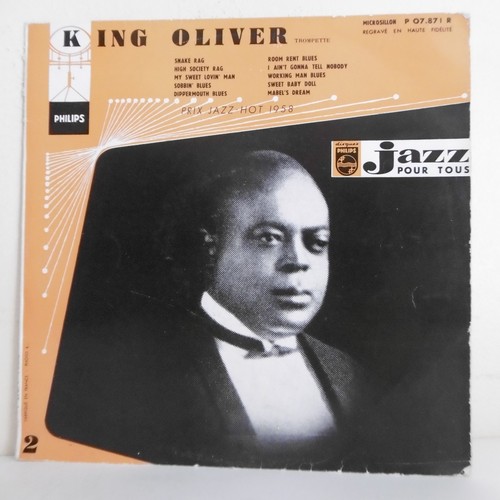 33 RPM 9 13/16in Disk King Oliver Trumpet Snake Rag Price Jazz Hot 1958 ...