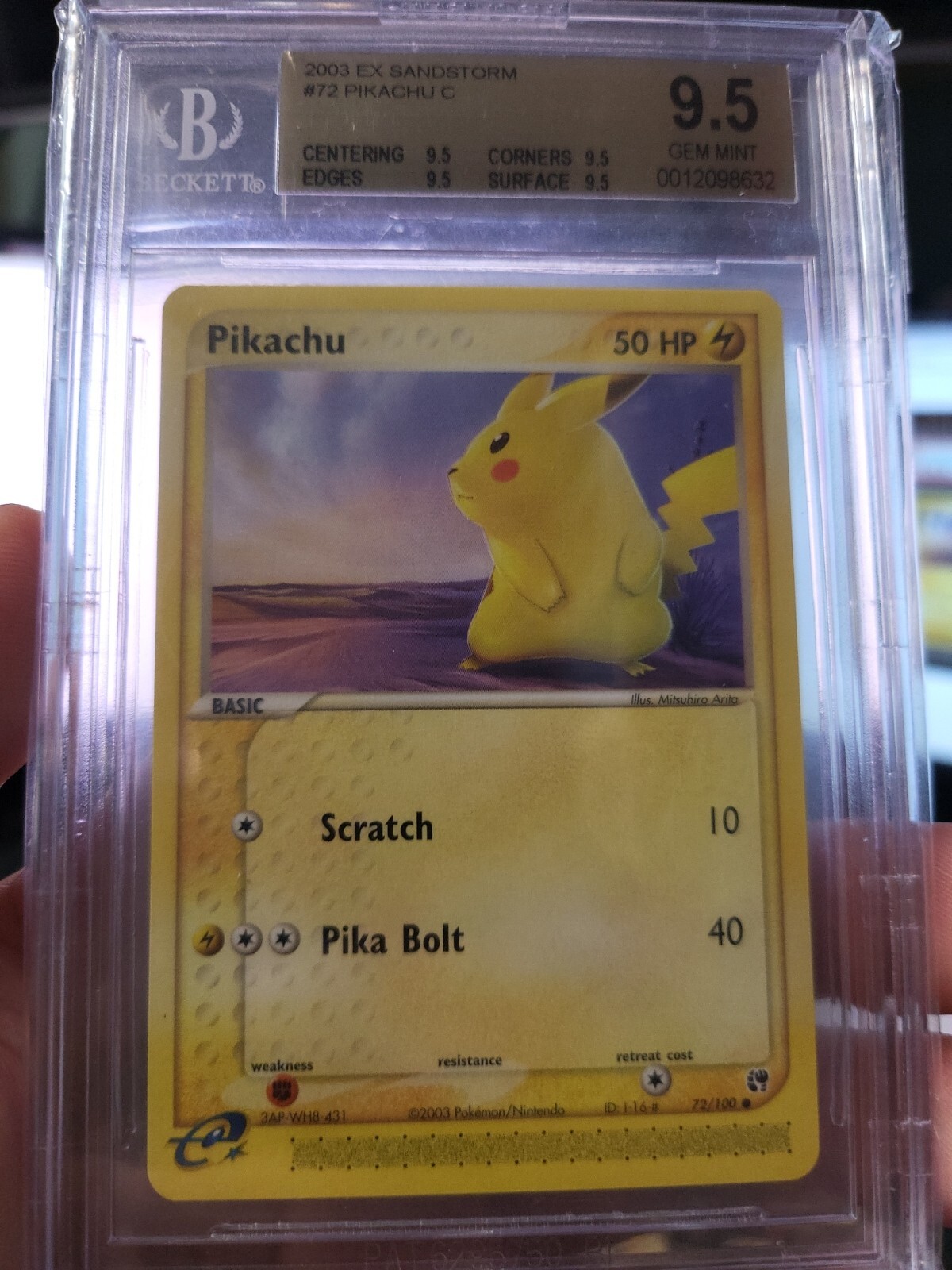 Pokemon BGS 9.5 GEM MT Pikachu 72/100 EX Sandstorm Non-Holo 2003 E ...