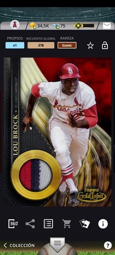 2023 TOPPS BUNT GOLD LABEL 23 RED MLB LEGENDS RELIC ICONIC LOU BROCK ...