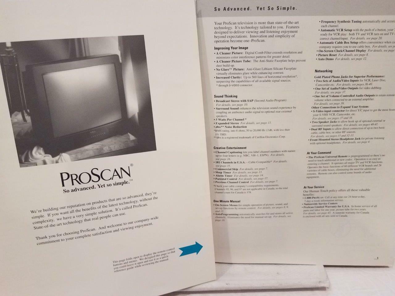 Proscan Monitor/Receiver Owner's Manual Model PS27111 Used | eBay