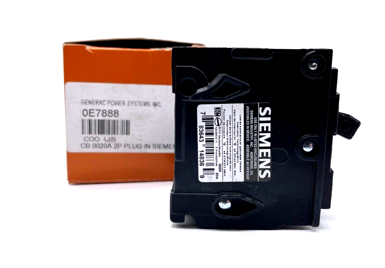 OEM Generac 20A 2P Plug-In Breaker 0E7888, SAME DAY SHIPPING | eBay