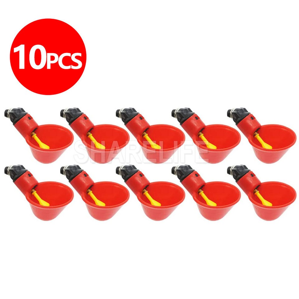 10x/20x Automatic Cups Water Feeder Drinker Chicken Waterer Poultry ...
