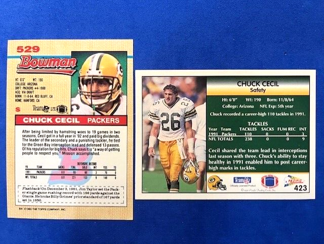 NFL - Chuck Cecil 1992 Bowman & 1992 Pacific Football - Packers | eBay