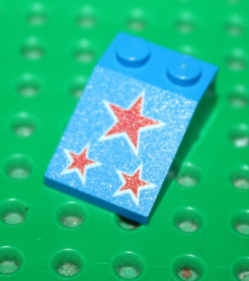 Lego Blue Slope with Red Stars Pattern 3298p21/set 9303 4117 6517 4810 ...