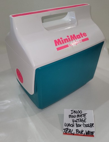 Igloo Lunch Box Cooler Vtg. 1990's Mini Mate Small Pink Teal Picnic ...