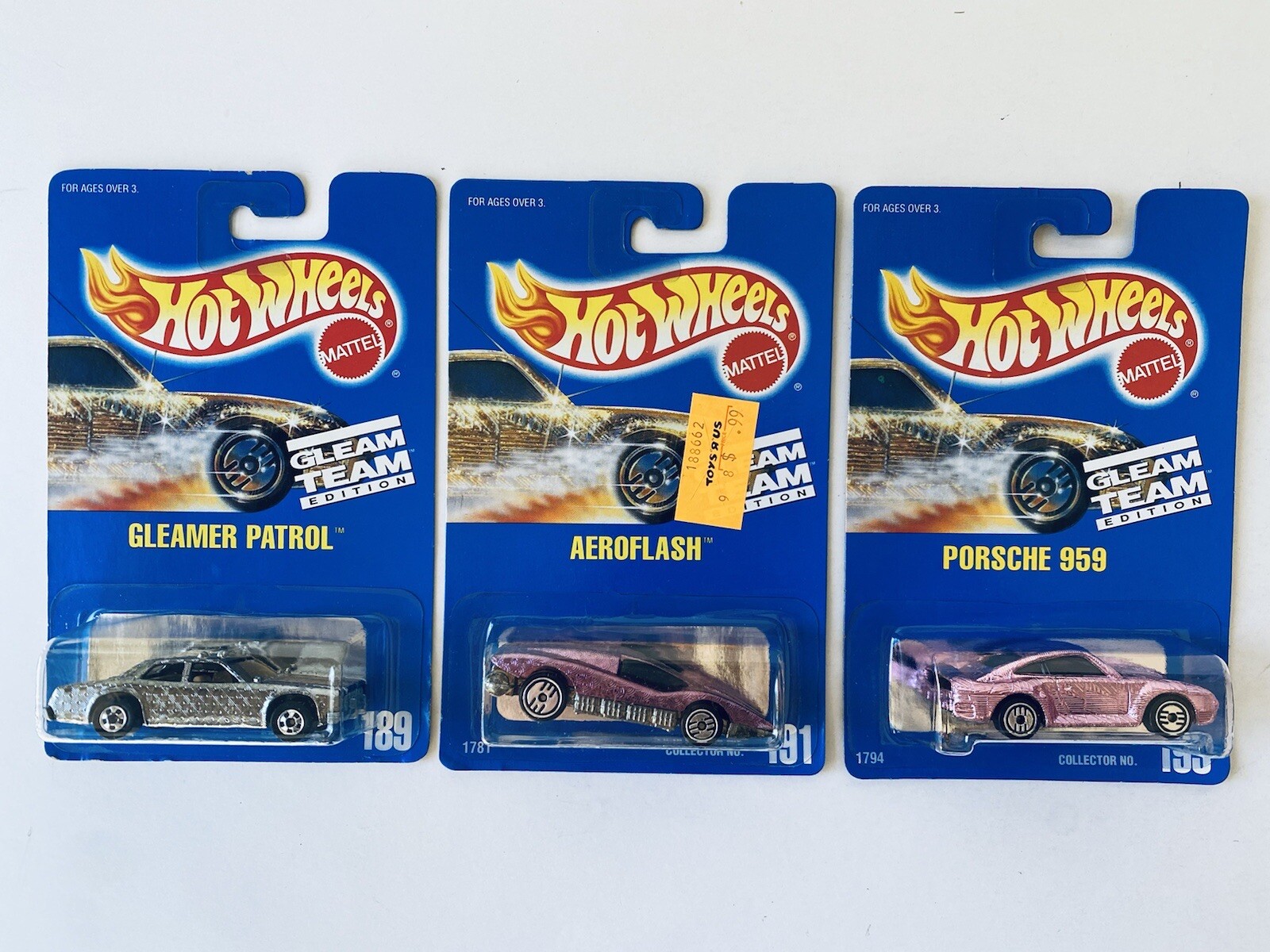 Hot Wheels 1991 Mattel (LOT OF 3) GLAM TEAM Gleamer Patrol Aeroflash ...