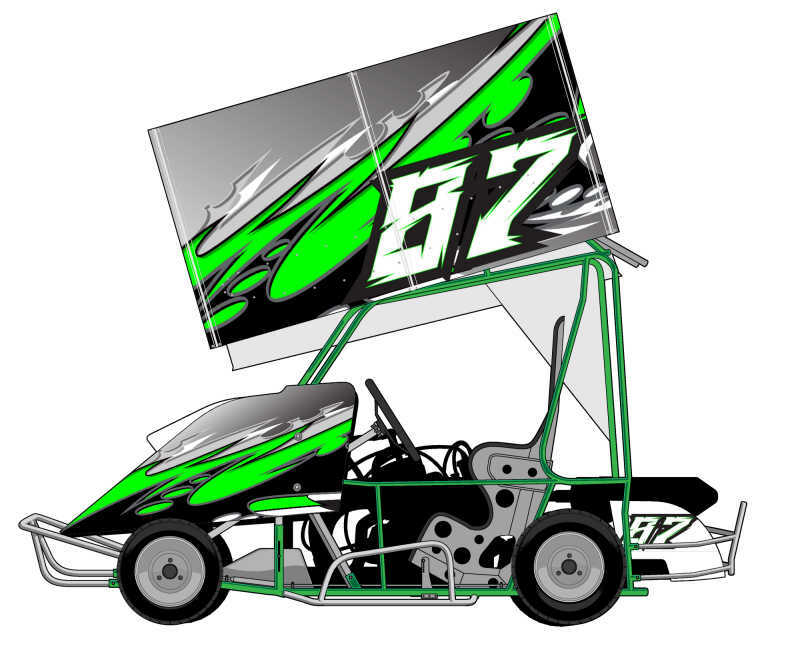 RACING KART QRC OUTLAW DIRT WRAP NUMBERS - GREEN / BLACK