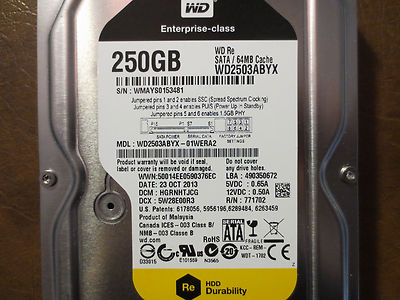 Western Digital WD2503ABYX-01WERA2 DCM:HGRNHTJCG 250gb 3.5" Sata HDD | eBay