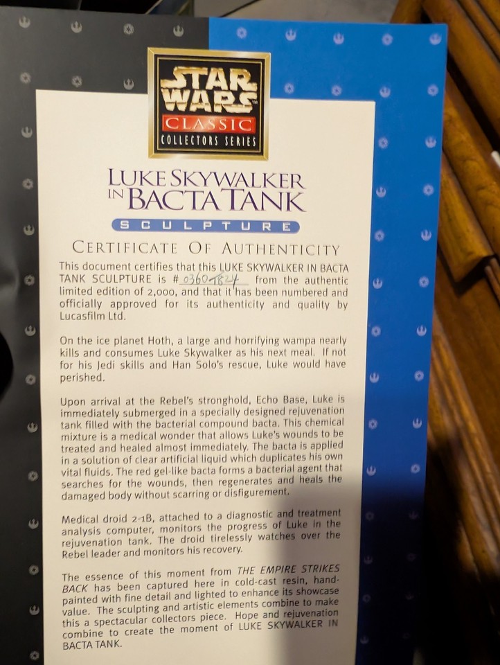 luke skywalker in bacta tank Statue Applause Rare Limited Edition. Star ...