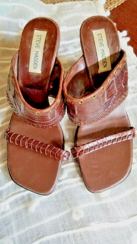 Madden Aztec Sandals, All Leather size 7 good condition, High heel ...