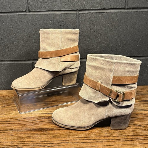 Vintage Nine West Dawne Gray Leather Boho Ankle Boots Buckle Strap ...