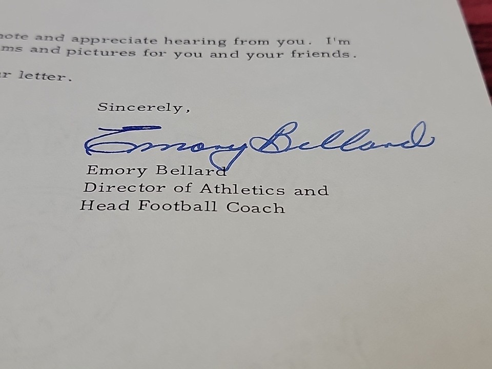 EMORY BELLARD TEXAS A&M UNIV. FOOTBALL NCAA Coach Autograph Auto singed ...