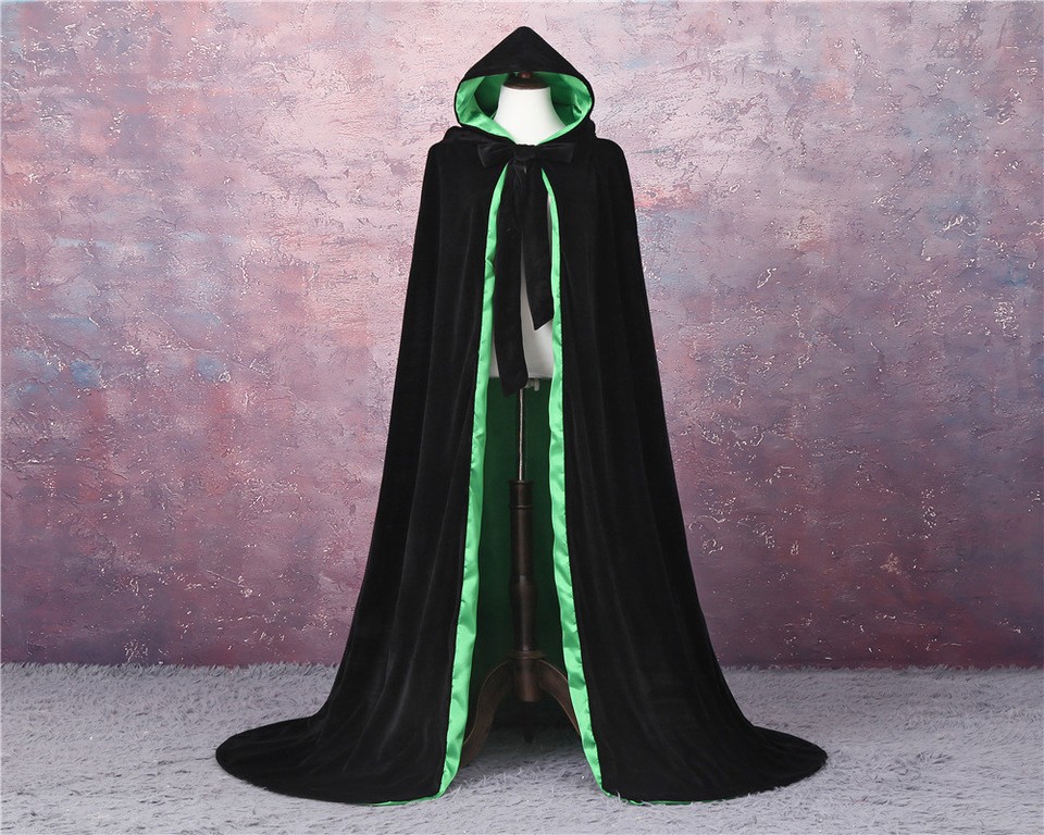 Gothic Hooded Velvet Cloak Gothic Wicca Robe Medieval Witchcraft Larp ...