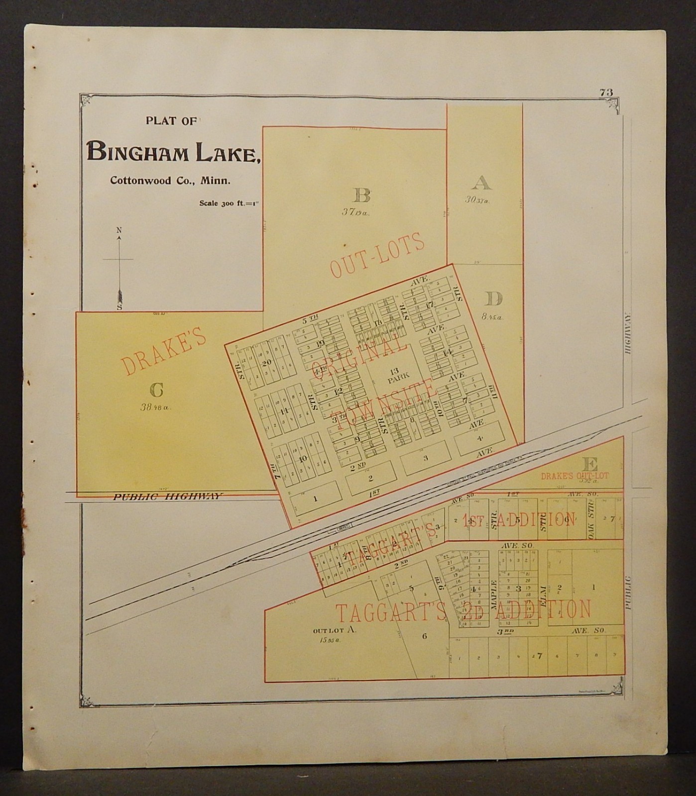 Minnesota Cottonwood County Map Bingham Lake 1896 J21#23 | eBay