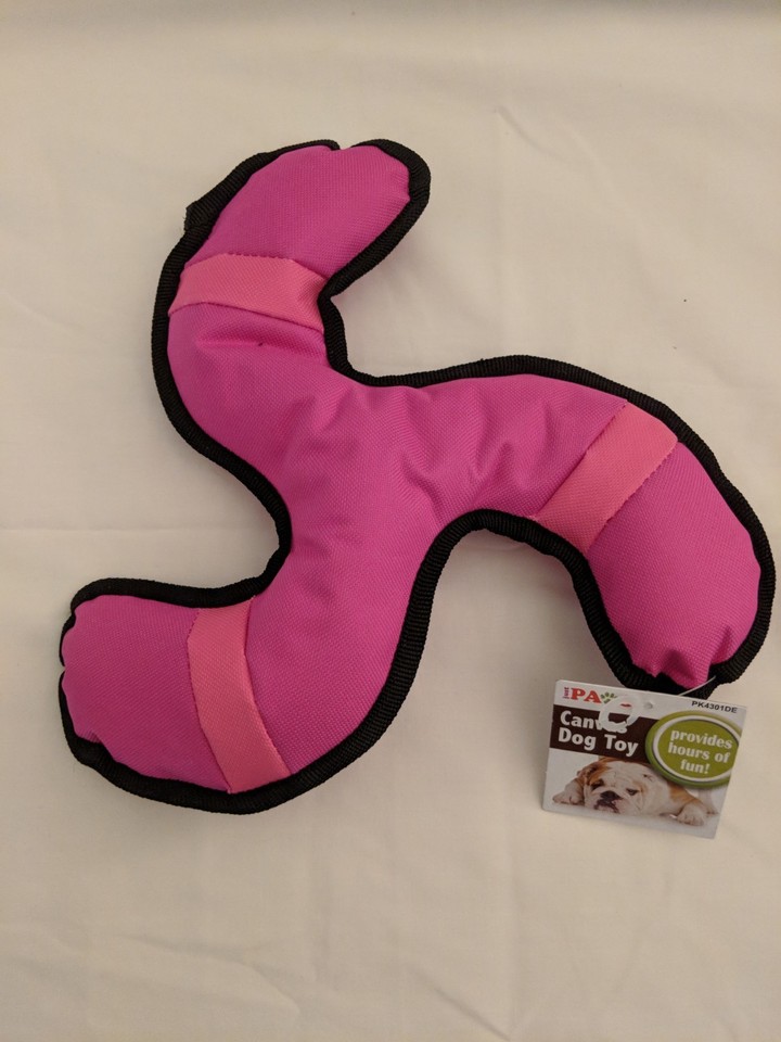 New Pink Canvas Frisbee Pet Dog Puppy Squeak Fetch Toss Toy Indoor ...
