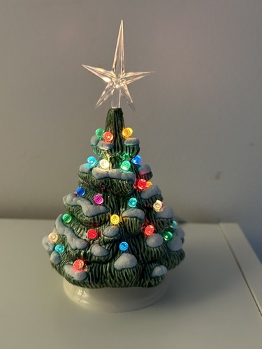 Mini Ceramic Light Up Christmas Tree Plug In Clear Star | eBay