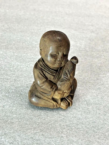 Netsuke Antique Sitting Women Inro Ojime Japanese Wood Carved Sculpture ...