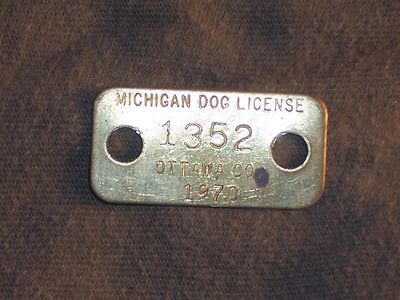 Vintage Dog License Tax Tag Ottawa County Michigan MI 1970 #1352 db14 ...