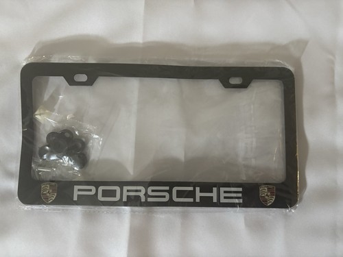 Porsche License Plate Frame – Black Metal with Logos – Includes ...
