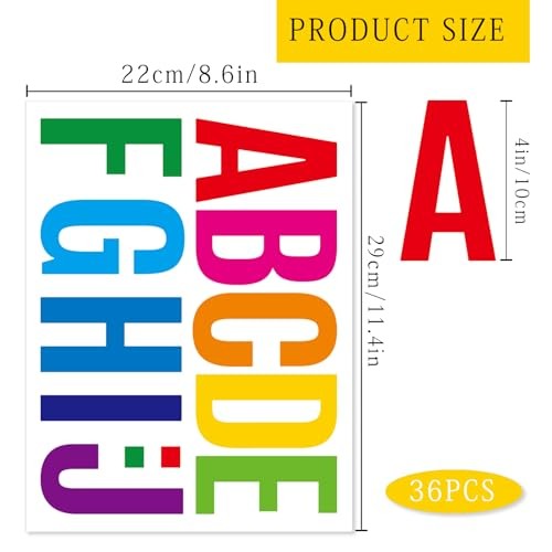 1116 Pieces 36 Sheets Large Letter Stickers 4 Inch Self Adhesive Vinyl ...