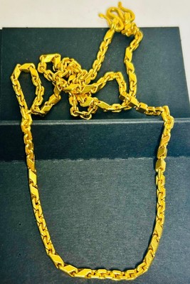24K PURE GOLD Thai Baht Link 3.2mm Chain Necklace 74.744 GRAMS 25 ...