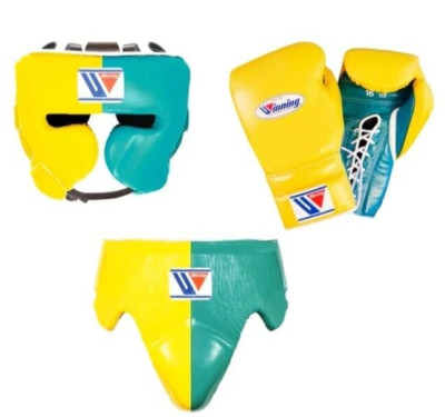Wining Raplica Boxing Gloves Set Yellow/Green Boxing Gear,Headgear ...