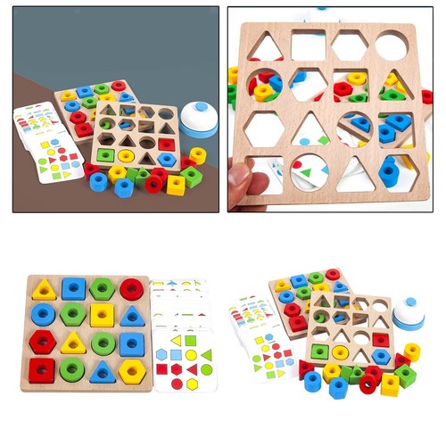 Wood Geometric Shape Matching Activity Toys for Children Kids Toddlers ...