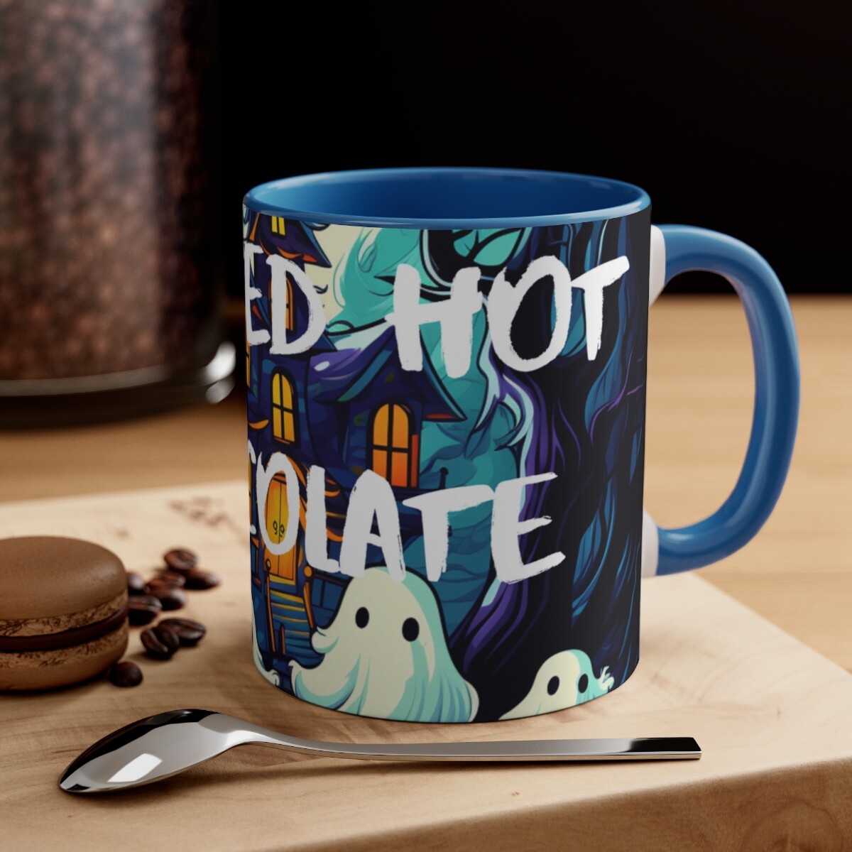 Haunted hot chocolate mug, Halloween Mug, Haunting Coffee Cup, ceramic ...