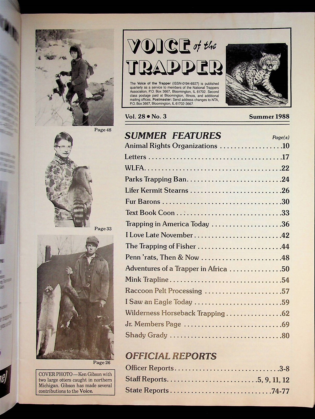 Voice Of The Trapper Magazine Summer 1988 African Wilderness Trapping ...