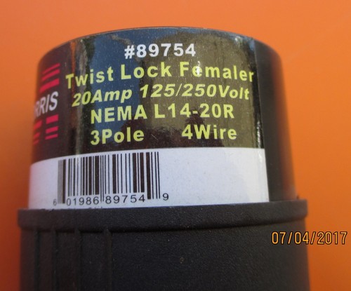 Morris Twist Lock Female Plug NEMA L14-20R 20A-125/250V 3P 4W #89754 ...