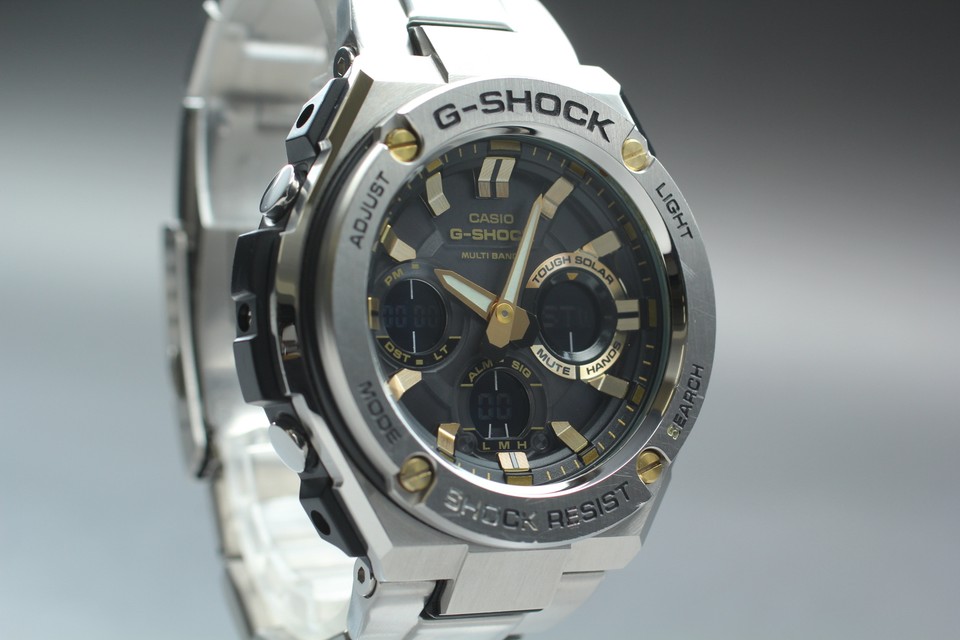 [Near MINT] CASIO G-SHOCK G-Steel GST-W110D G-STEEL Gold Radio Solar ...