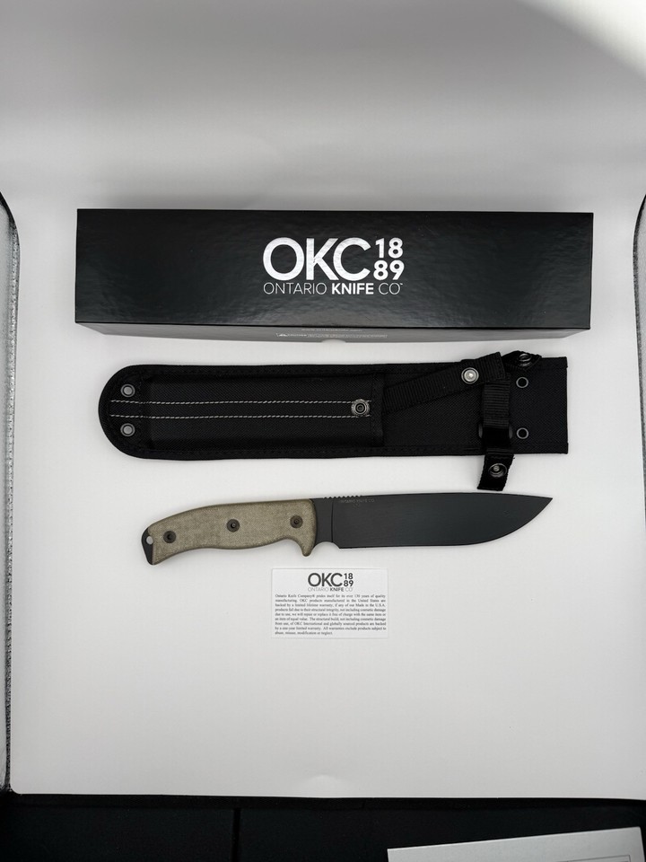 Ontario Knife Company OKC RAT-7 Fixed Blade Knife 1095HC Micarta Handle ...