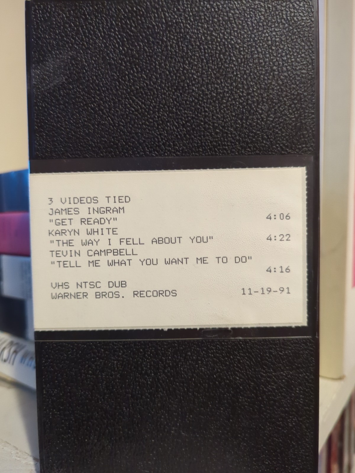 Warner Bros Music Video Comp 1991 VHS: James Ingram Karyn White Tevin ...