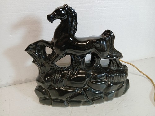 Vintage MCM Phil Mar ? Black Ceramic Horse TV Lamp | eBay