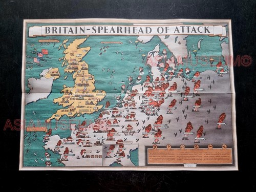 1943 WW2 USA BRITAIN SPEARHEAD ATTACK MAPS ATLAS FRANCE EU PROPAGANDA ...
